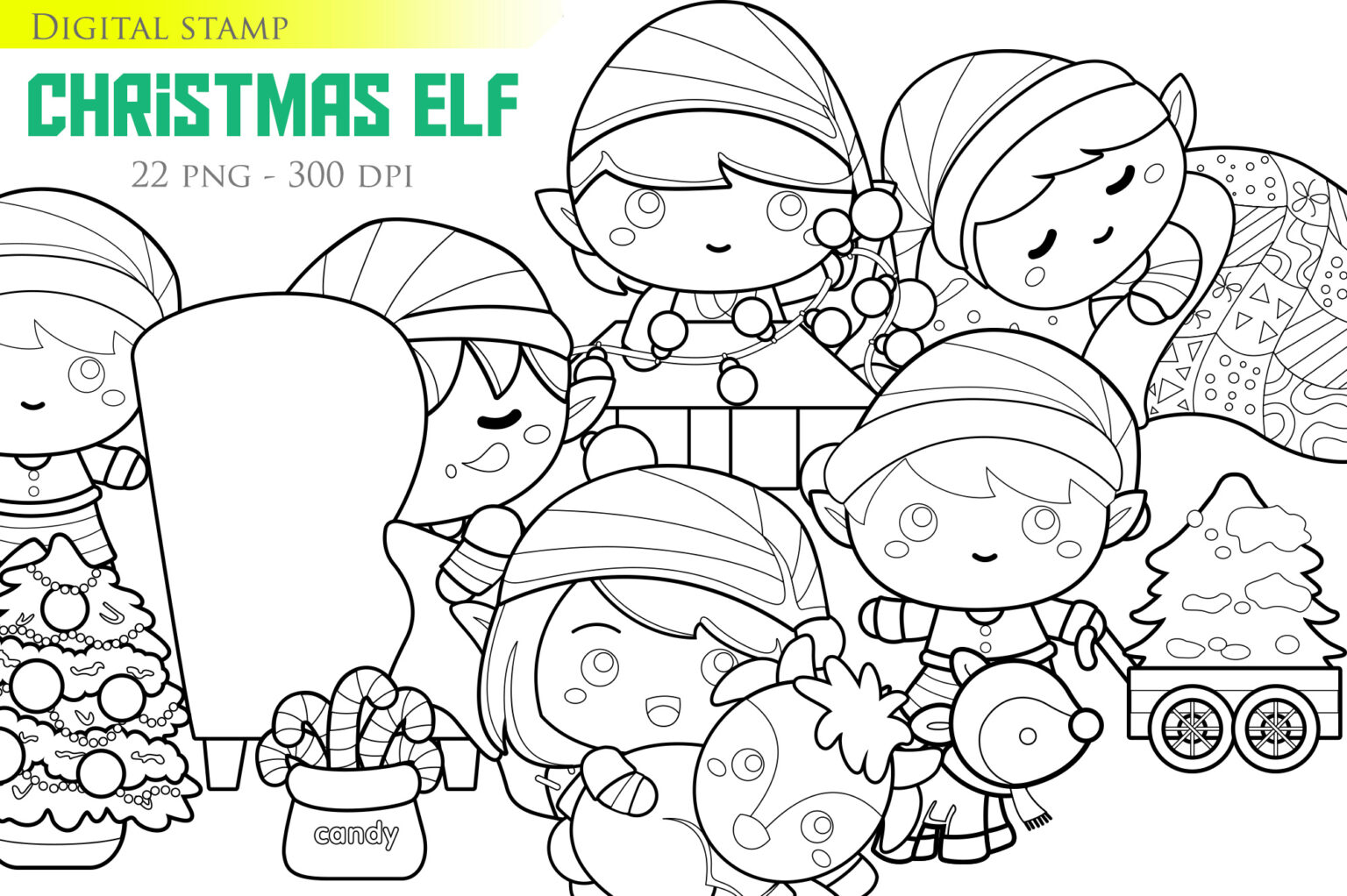 Cute Kids Christmas Elf Holiday Decoration Home Background Cartoon ...