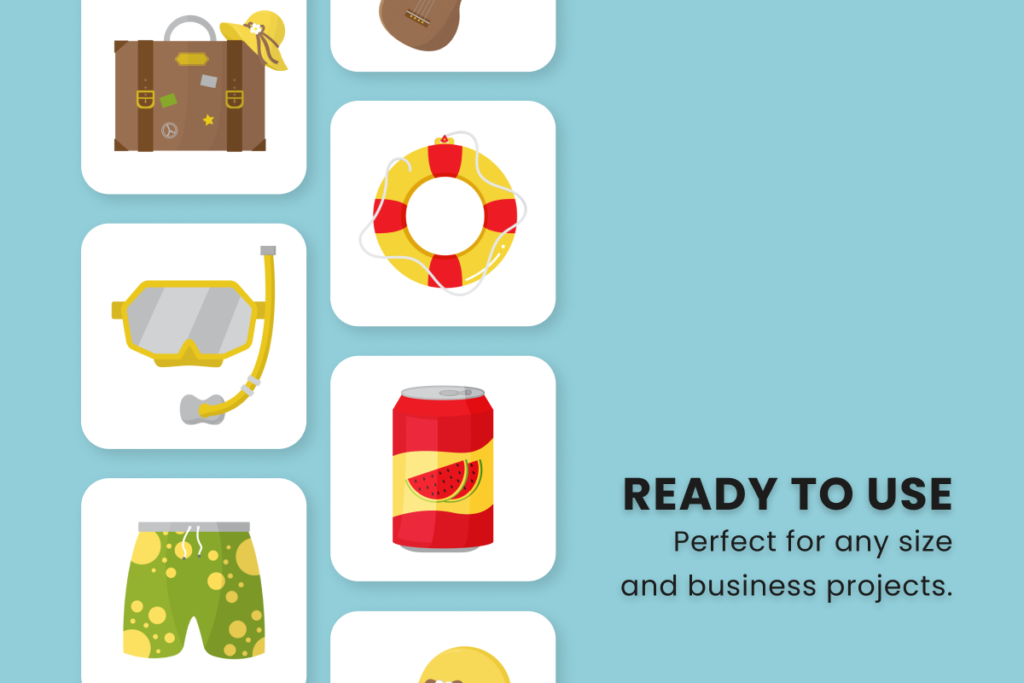 Summer 2D Icon Illustration Set Vol 1 - MasterBundles