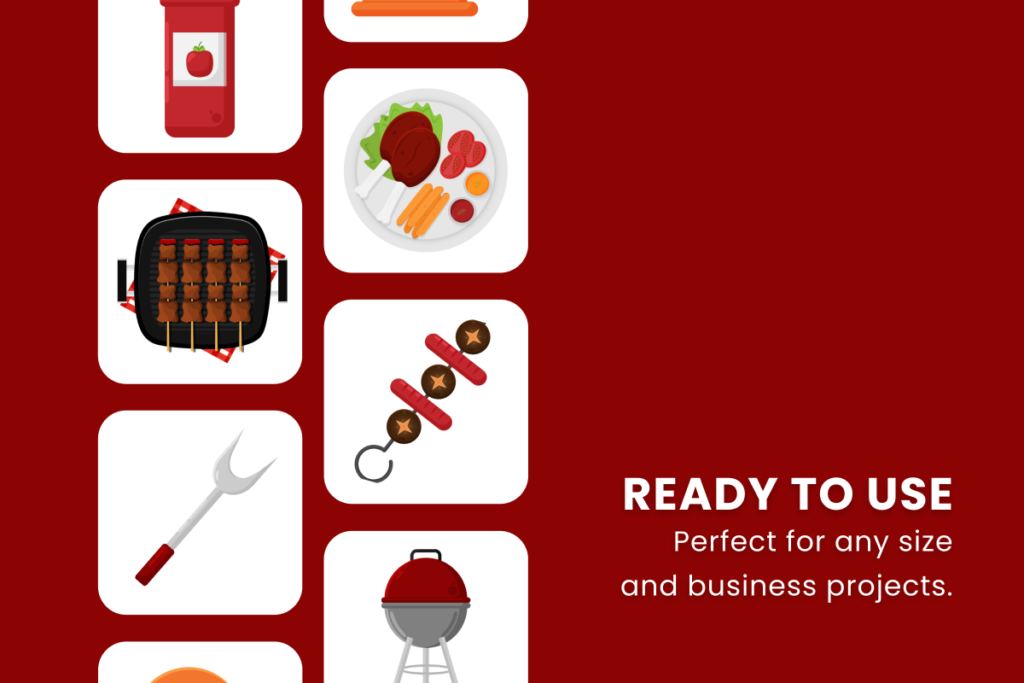 Barbecue 2D Icon Illustration Set - MasterBundles