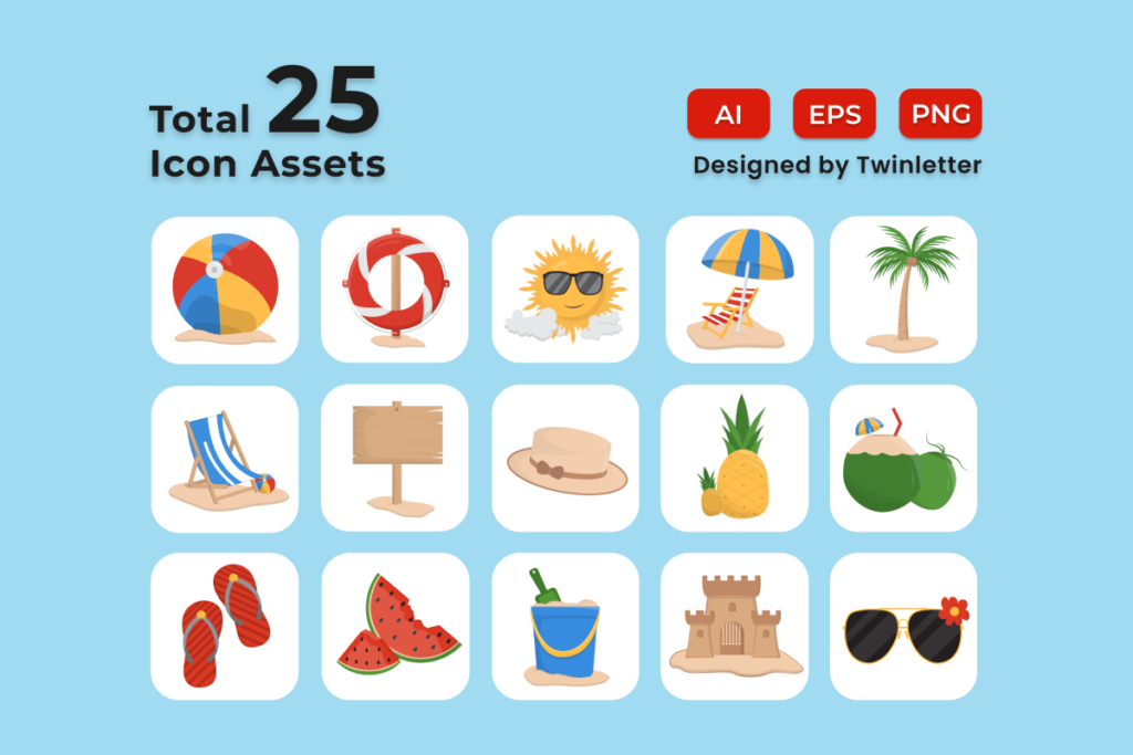 Summer Icon Illustration Set Vol 2 - MasterBundles