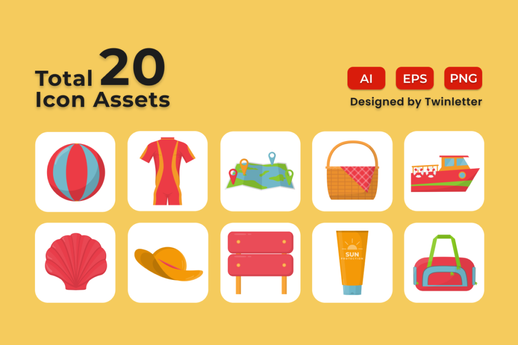 Summer 2D Icon Illustration Set Vol 3 - MasterBundles