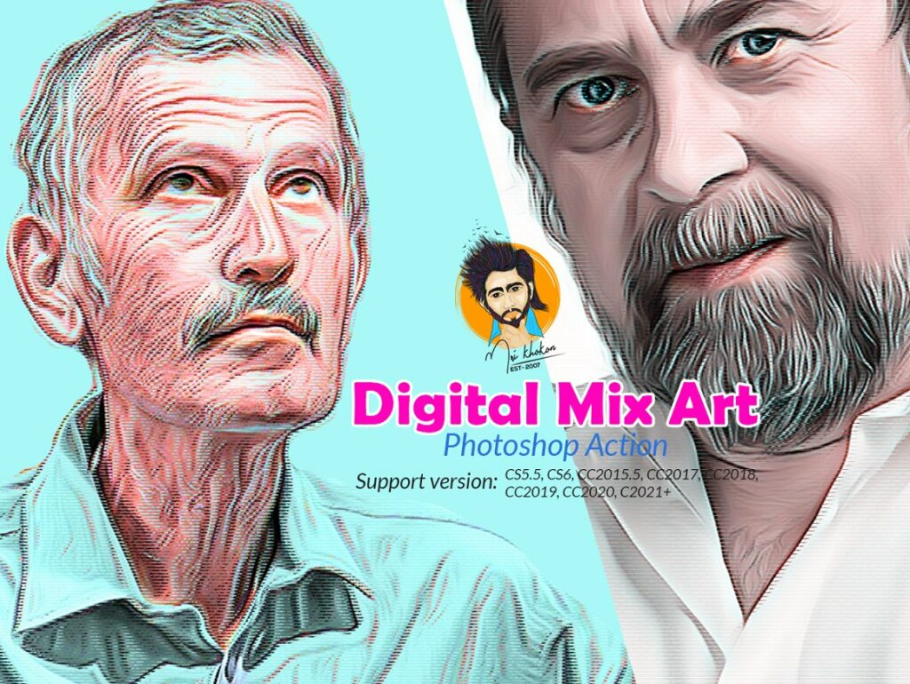 Digital Mix Art Photoshop Action - MasterBundles