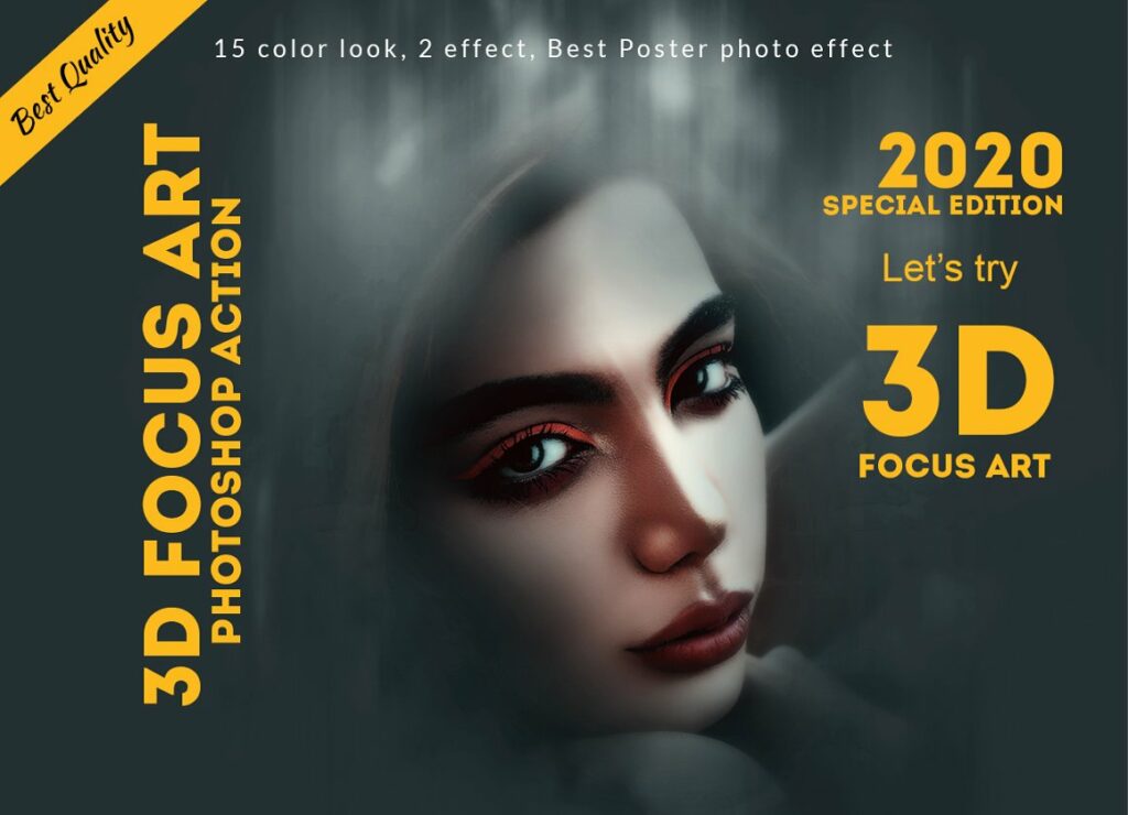 3D Focus Art Effect Photoshop Action - MasterBundles