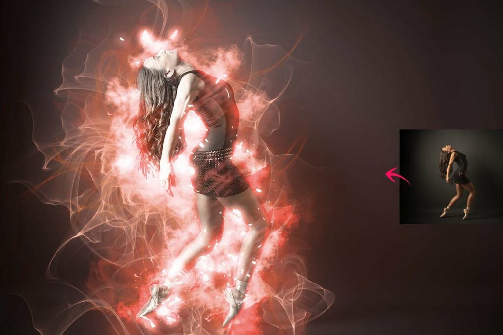 Easy Glowing Smoke Photoshop Action - MasterBundles