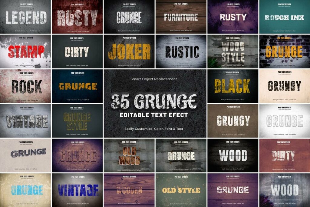 Editable Grunge Text Effect Bundle - MasterBundles
