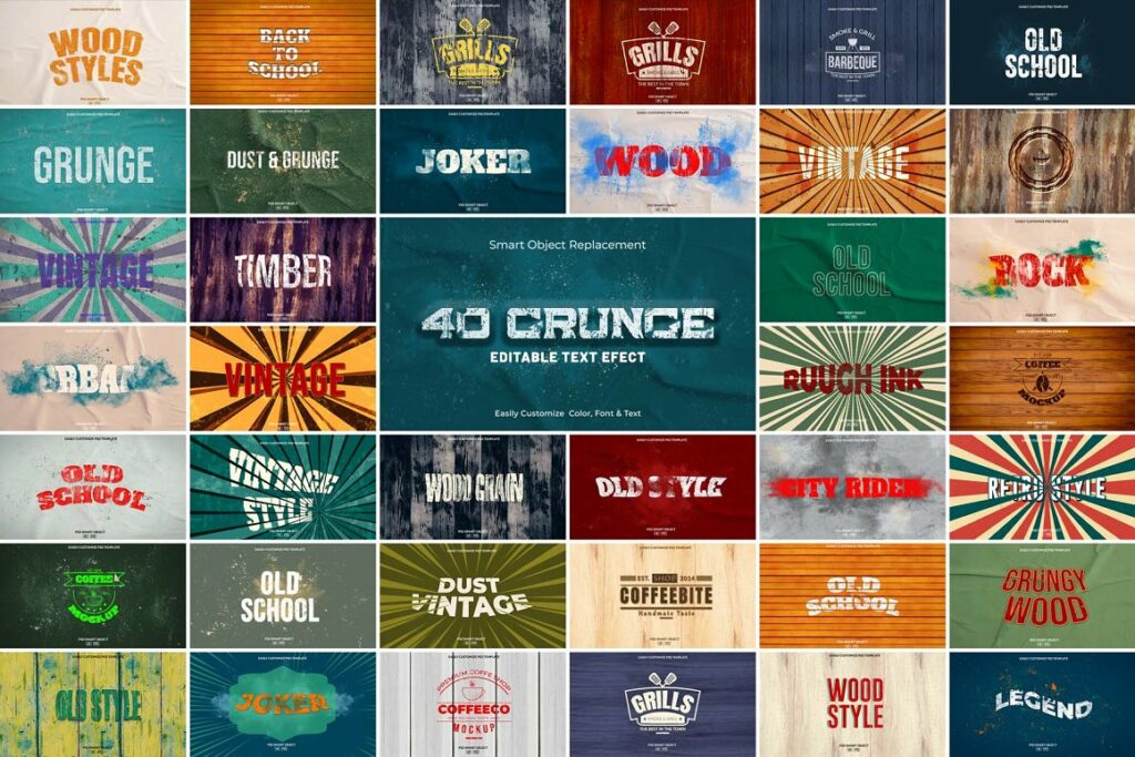40 Grunge Text Effect Bundle - MasterBundles