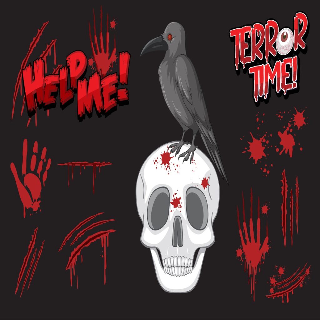 Human head bone with blood spatter hand print – MasterBundles