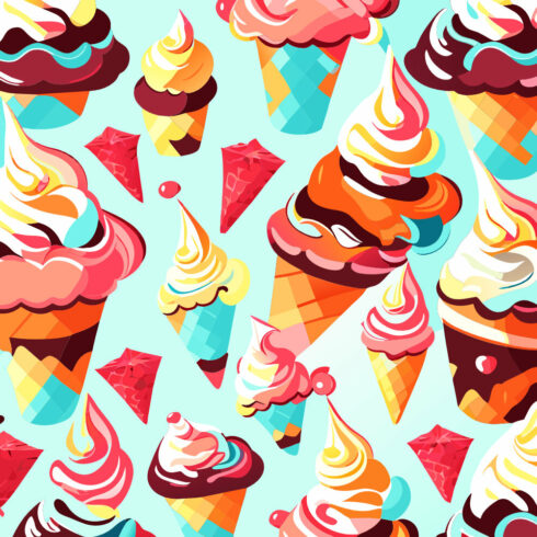 ICE Cream seamless Pattern Bund - MasterBundles