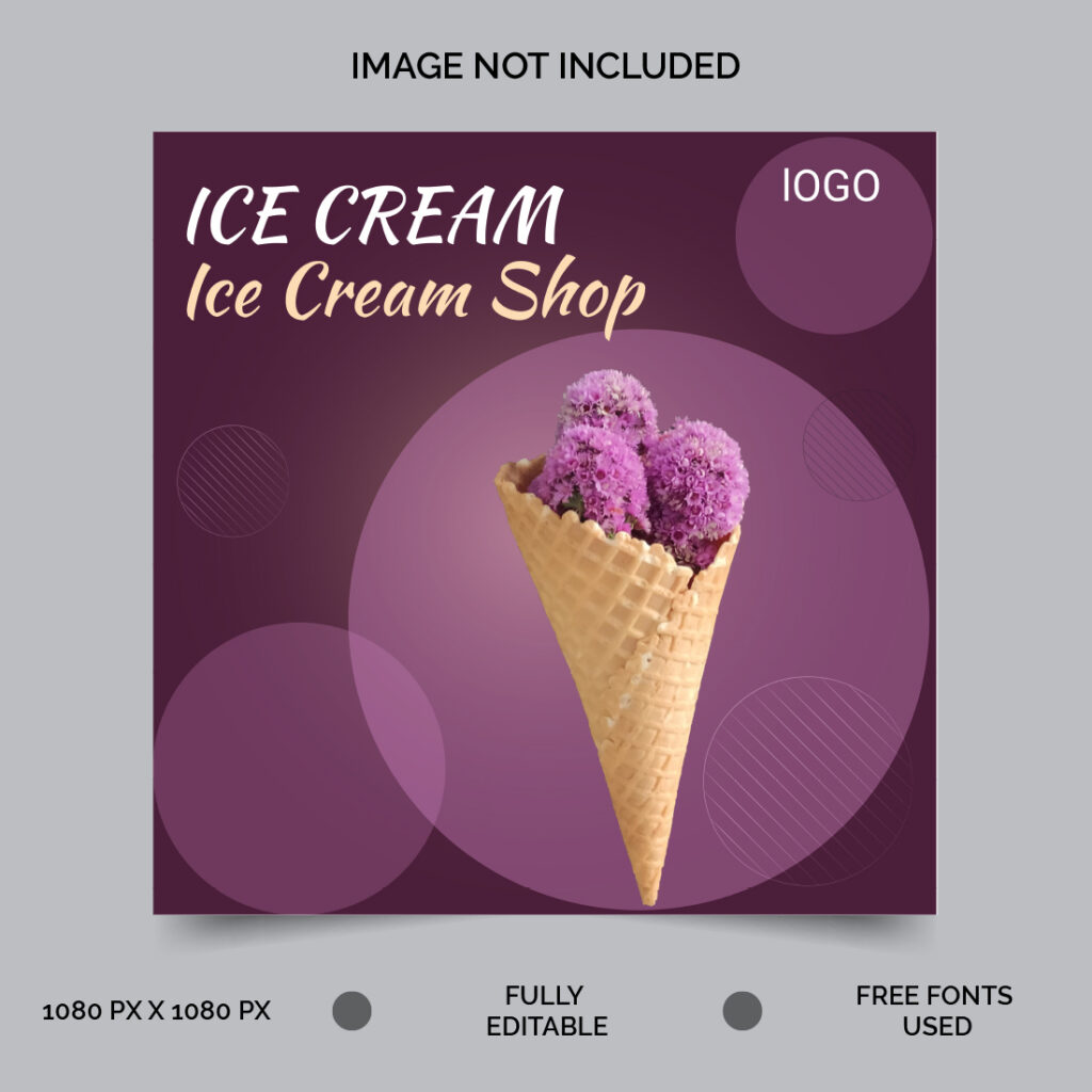 Ice cream social media post vector templates - MasterBundles