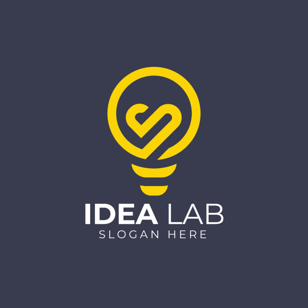 Idea Lab Icon Lamp with Heart Logo Design - MasterBundles