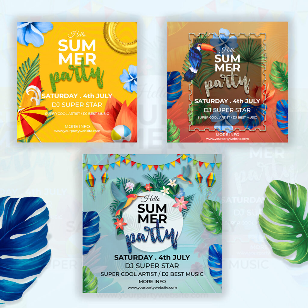 Summer Festival Party Social Media Post Design - MasterBundles
