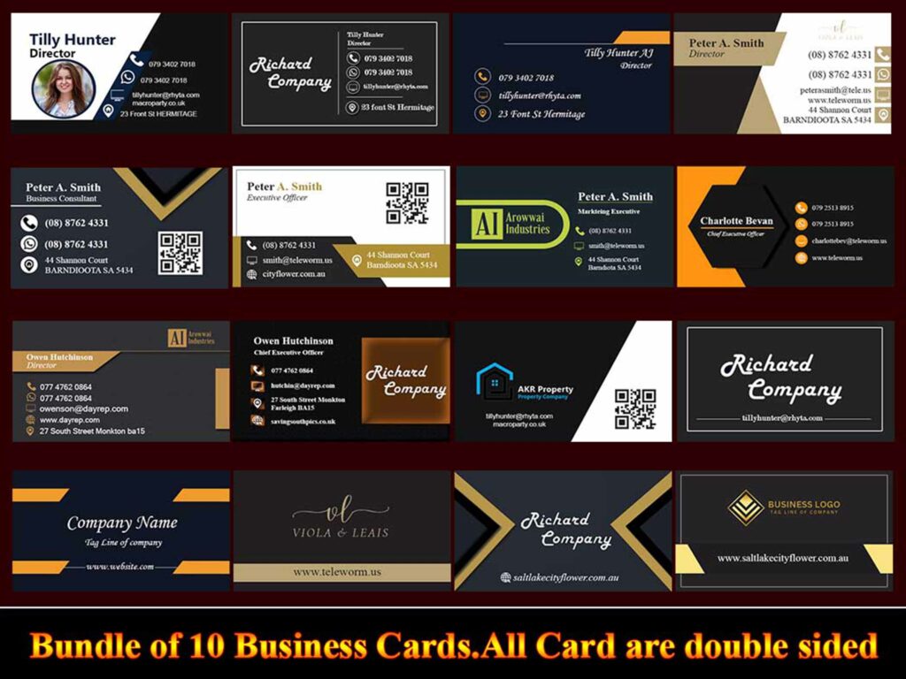 Bundle of 10 Business Card Templates - MasterBundles