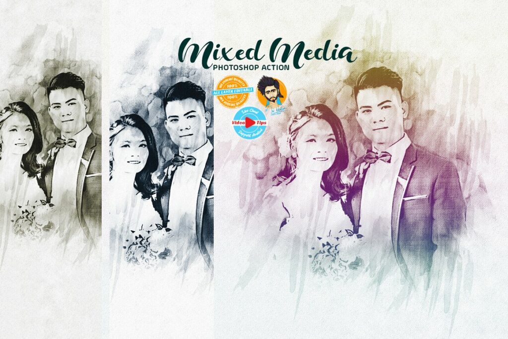 Mixed Media Photoshop Action - MasterBundles