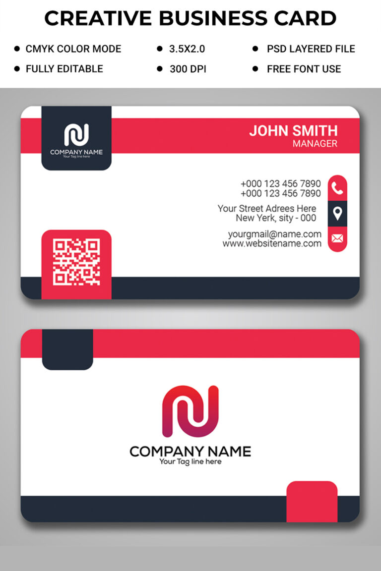 Creative and unique red color business card psd file - MasterBundles