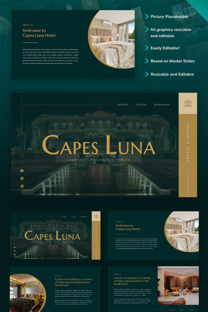 Capes Luna - Luxury Hotel Google Slides Template - MasterBundles