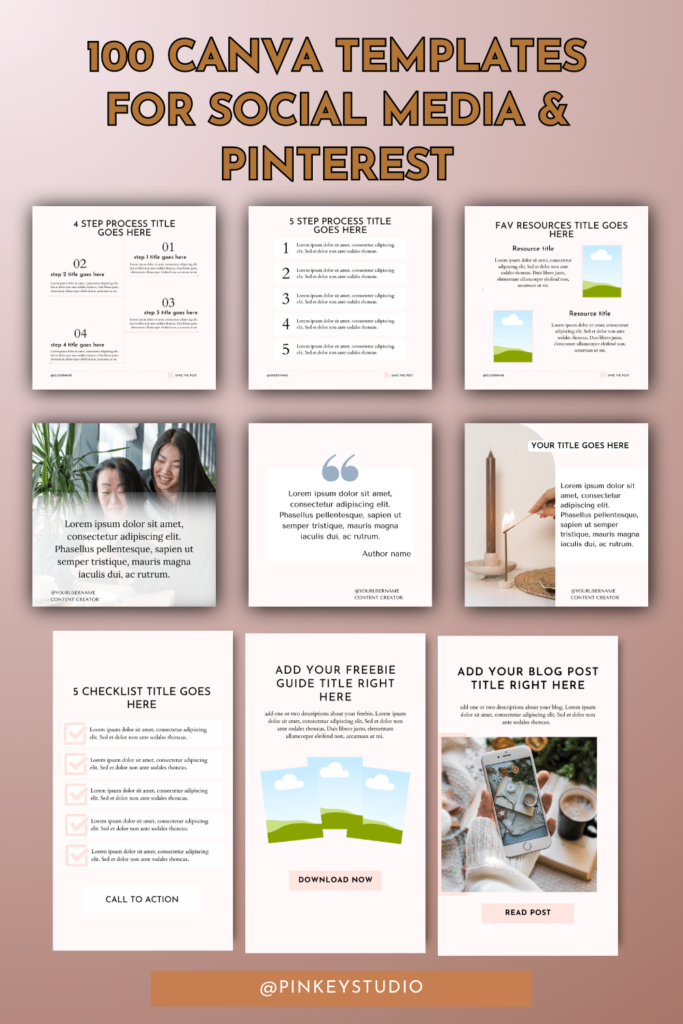 100 Social Media Canva Templates | Instagram Posts & Story | Pinterest ...