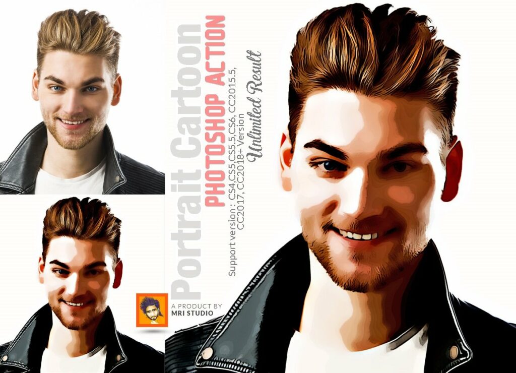 Portrait Cartoon Photoshop Action - MasterBundles