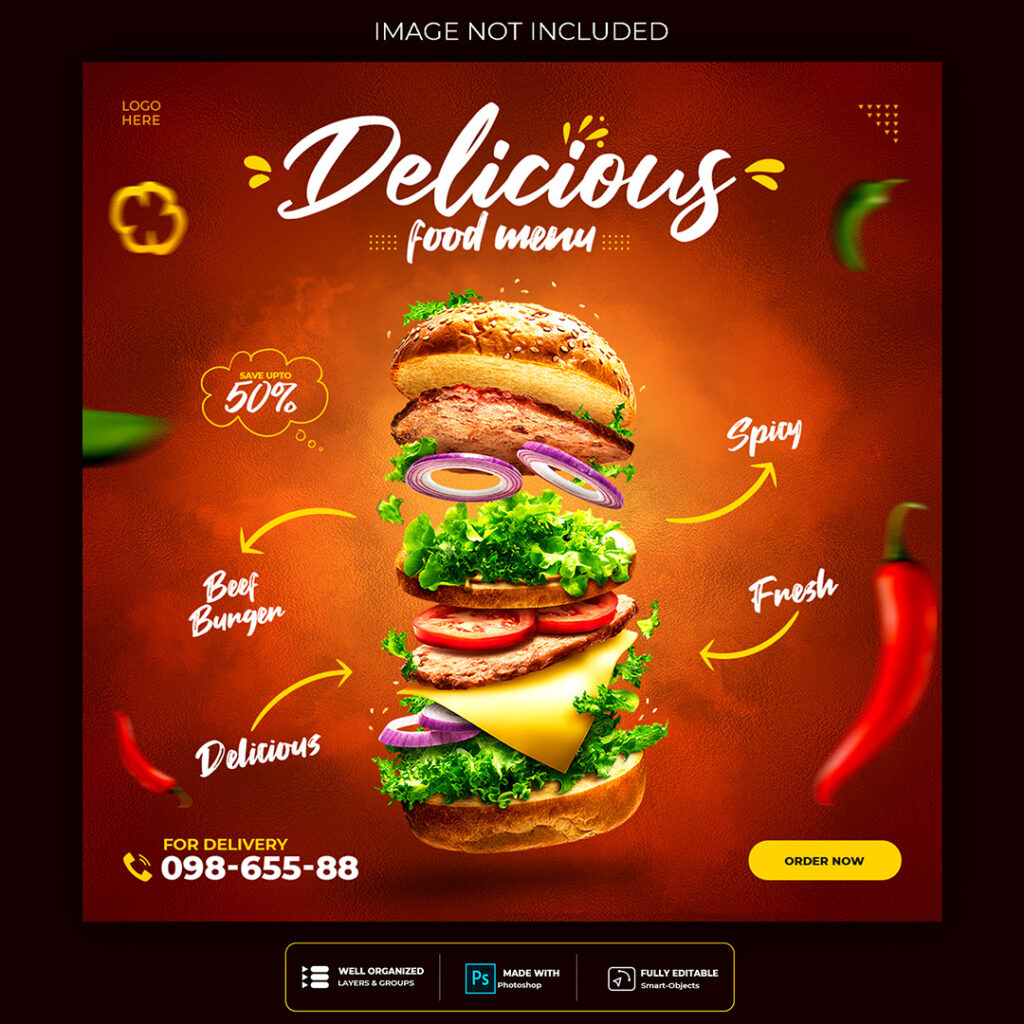 4 Modern Burgers Post Designs - MasterBundles