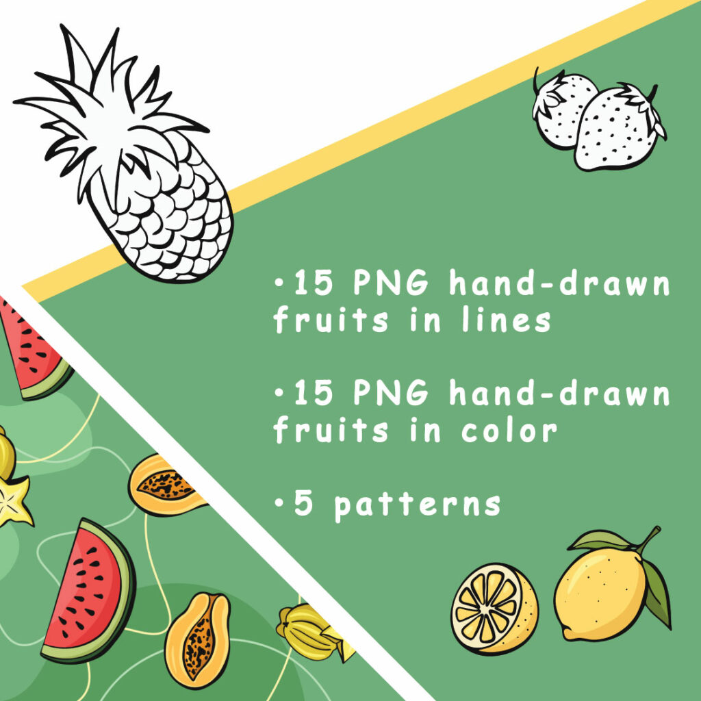 Fruit set: Patterns & Elements - MasterBundles