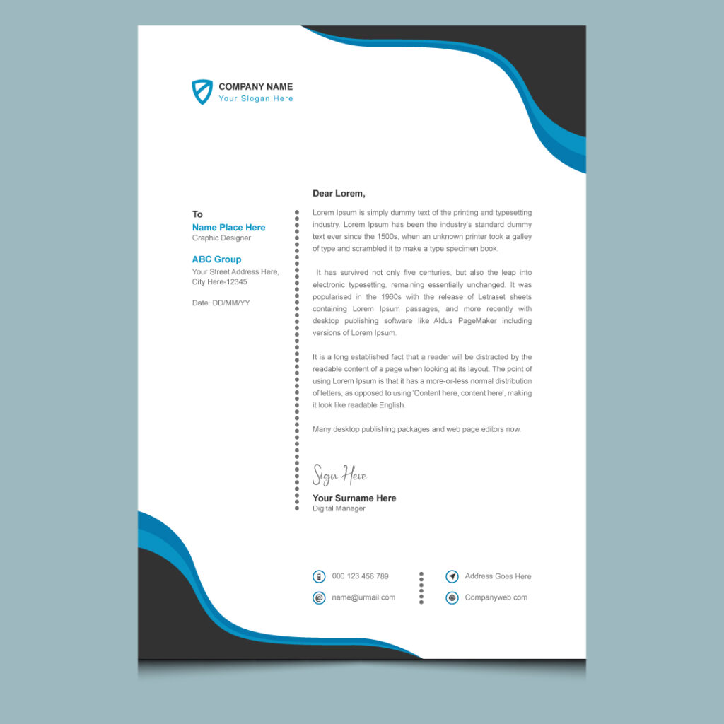 Clean minimal modern corporate business letterhead design template ...