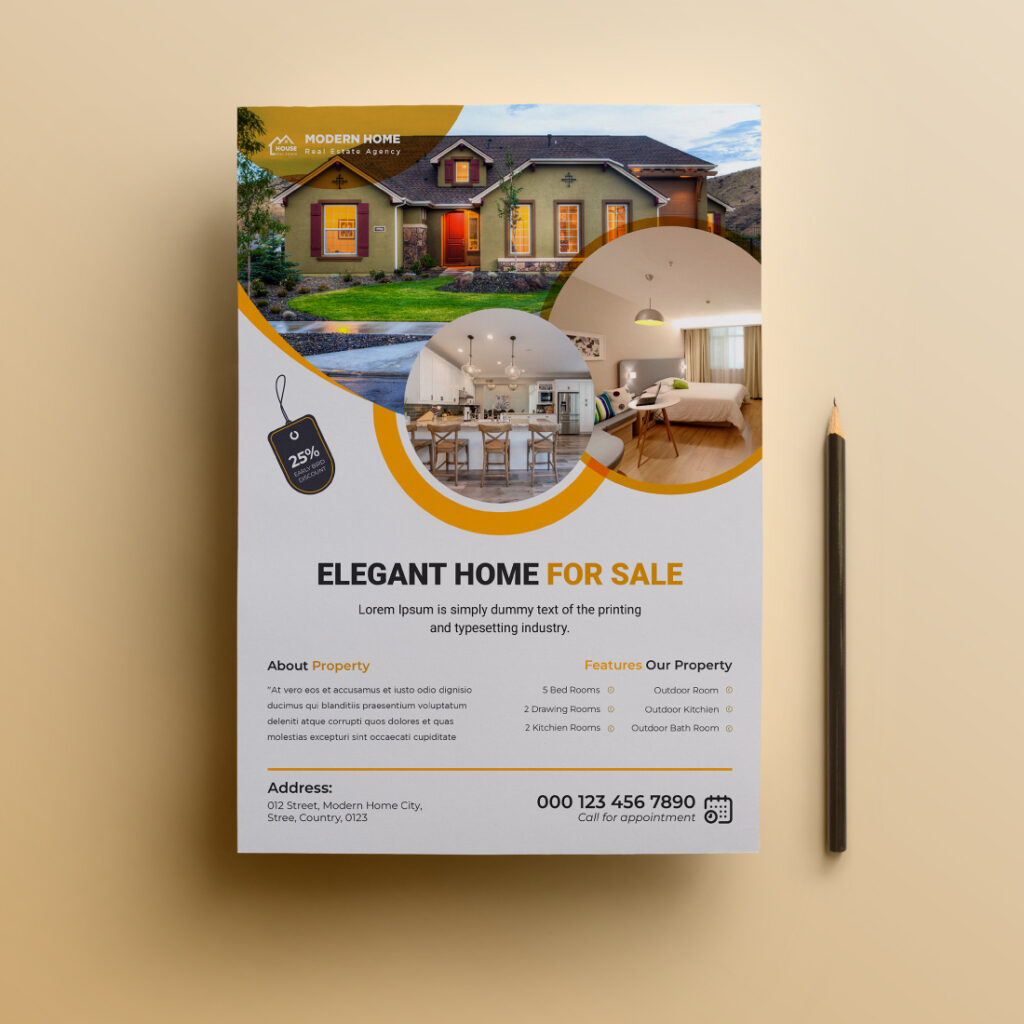 Modern creative elegant real estate home property sale print ready a4 ...