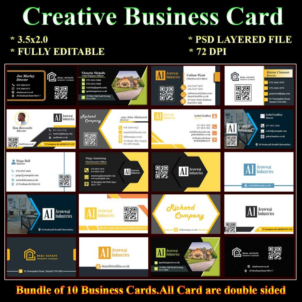 Bundle of 10 Visiting Card Templates - MasterBundles