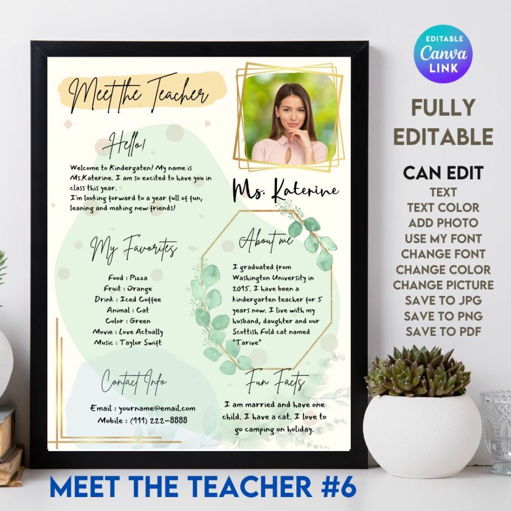 Meet The Teacher #6 – Canva Template - MasterBundles