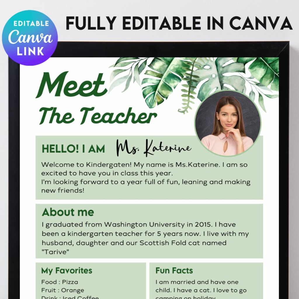 Meet The Teacher #8 – Canva Template - MasterBundles