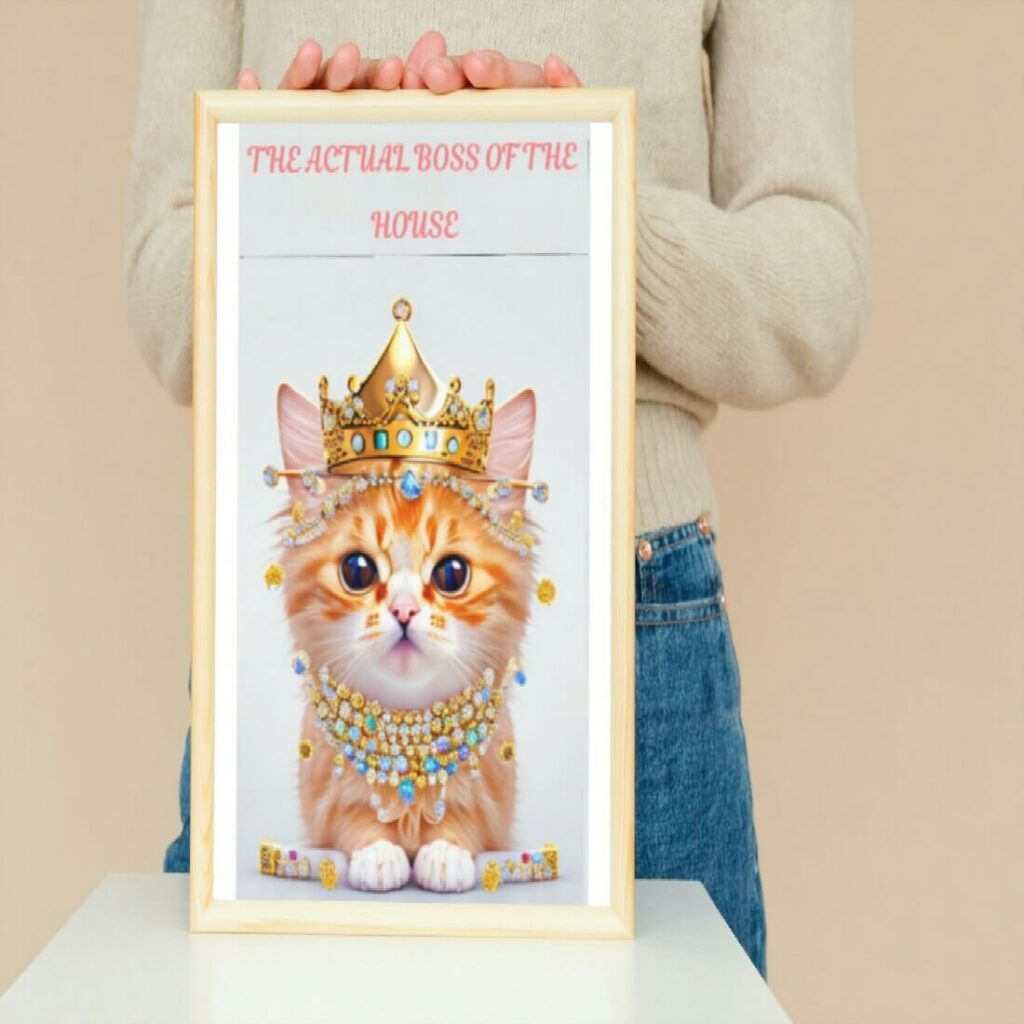 Cute Cat Printable Wall Art with Text "The Actual Boss of the House ...