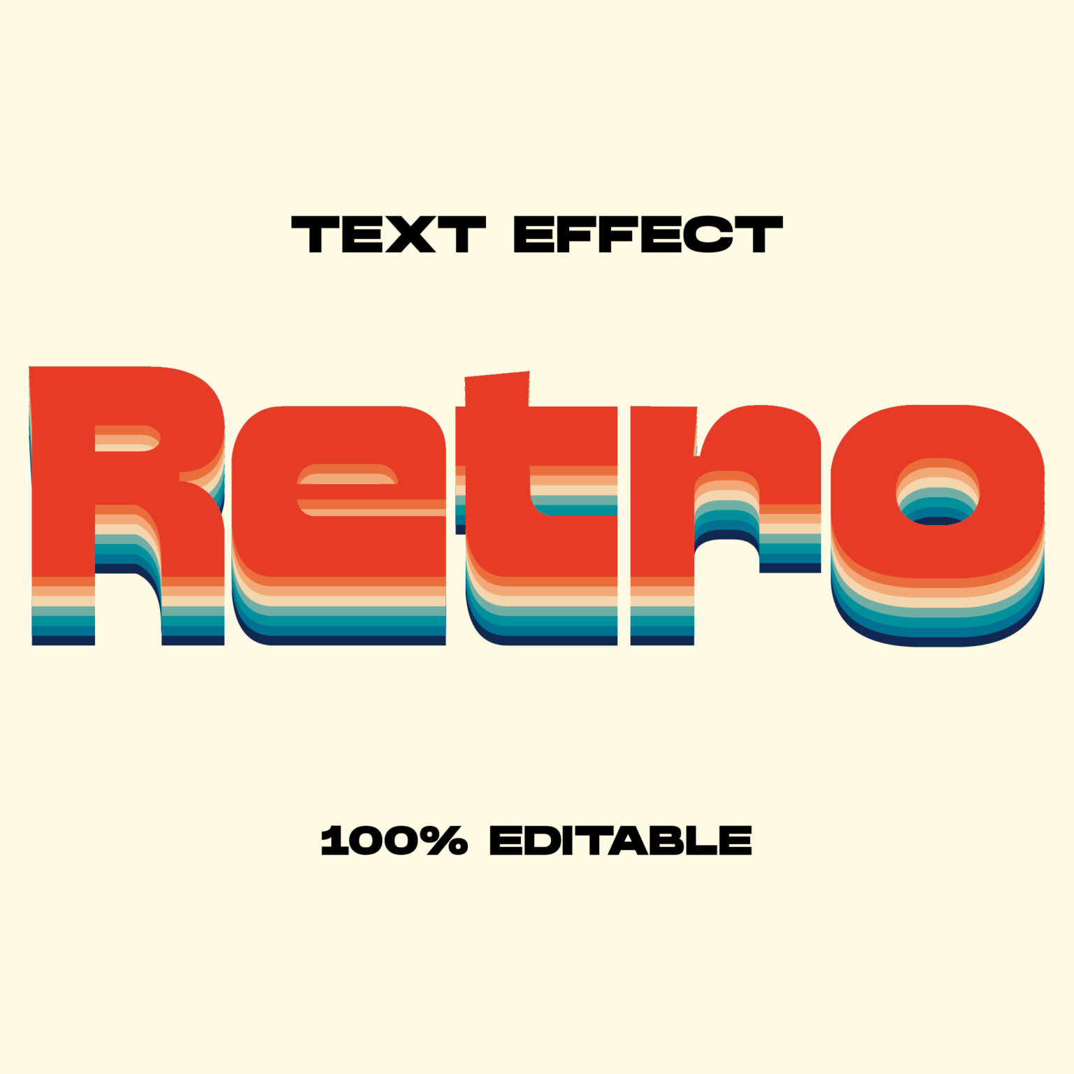 Retro Text Effect Editable. Adobe Illustrator Text Effect - MasterBundles