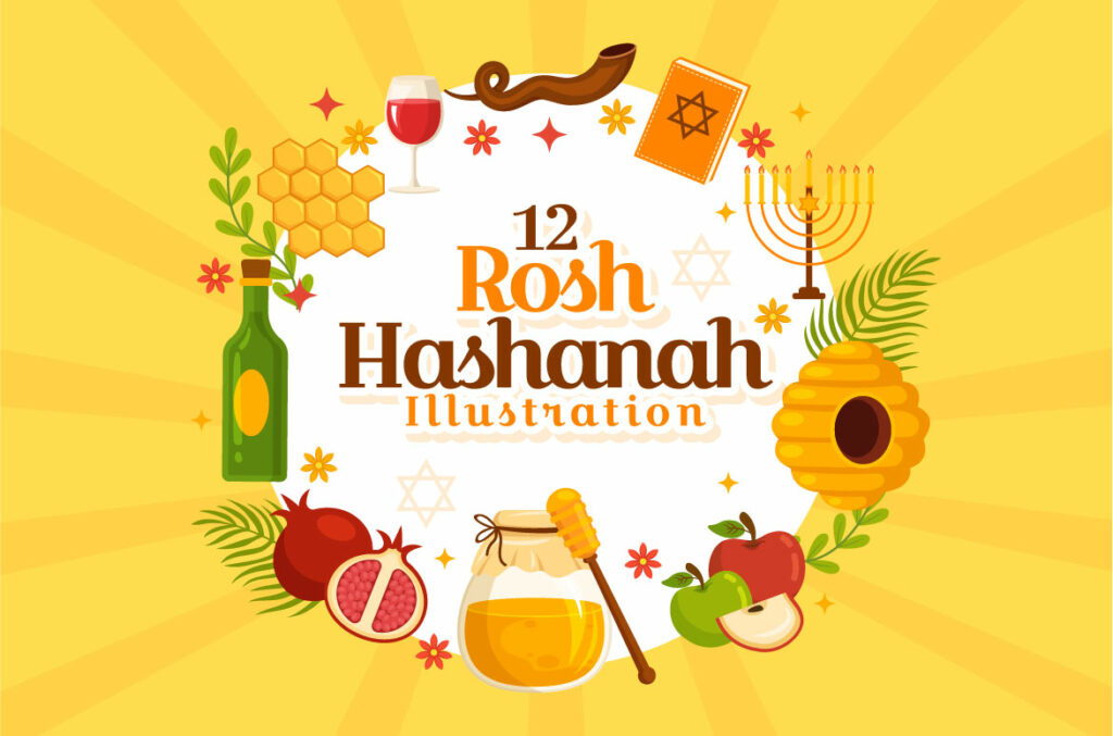 12 Happy Rosh Hashanah Vector Illustration - MasterBundles