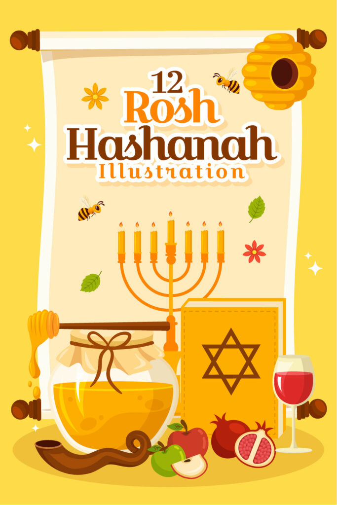 12 Happy Rosh Hashanah Vector Illustration - MasterBundles