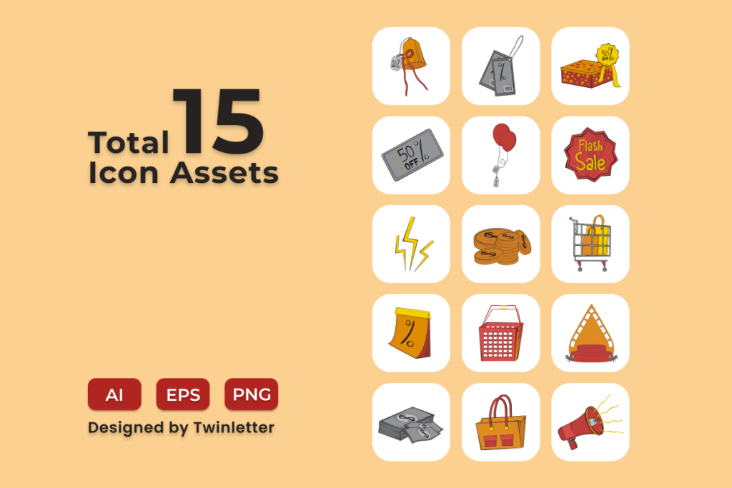 Sale 2D Icon Illustration Set - MasterBundles