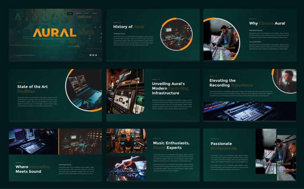 Aural - Music Recording Studio PowerPoint Template - MasterBundles