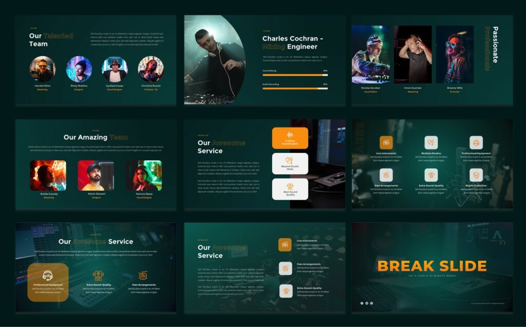 Aural - Music Recording Studio PowerPoint Template - MasterBundles