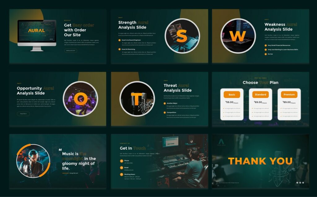 Aural - Music Recording Studio Google Slides Template - MasterBundles