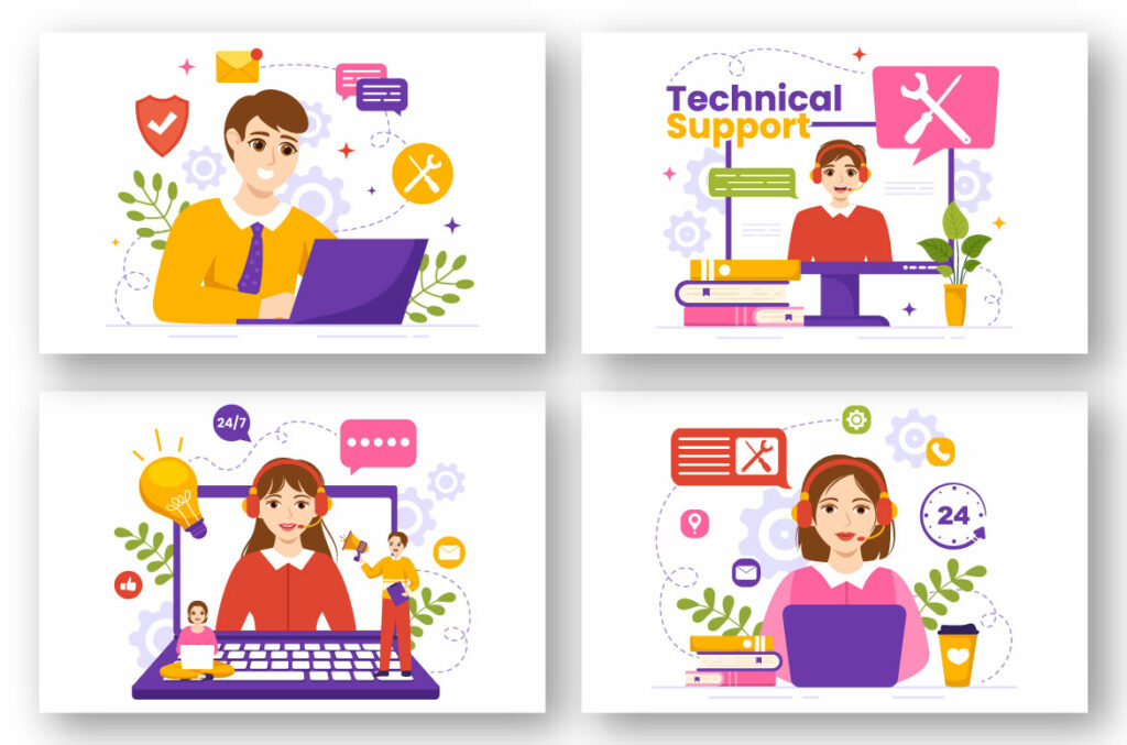 12 Technical Support System Illustration - MasterBundles