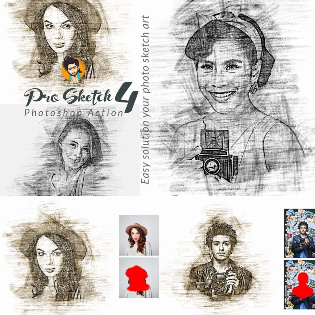 Pro Sketch Photoshop Action - MasterBundles