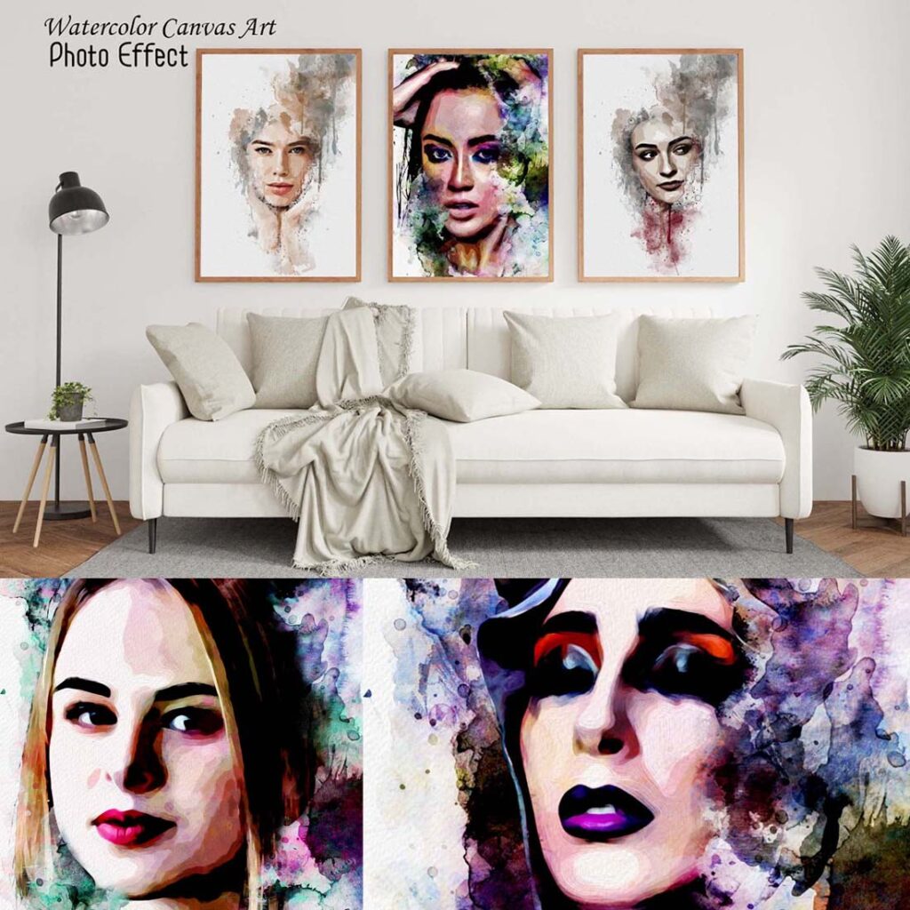 Watercolor Canvas Art Photo Effect - MasterBundles
