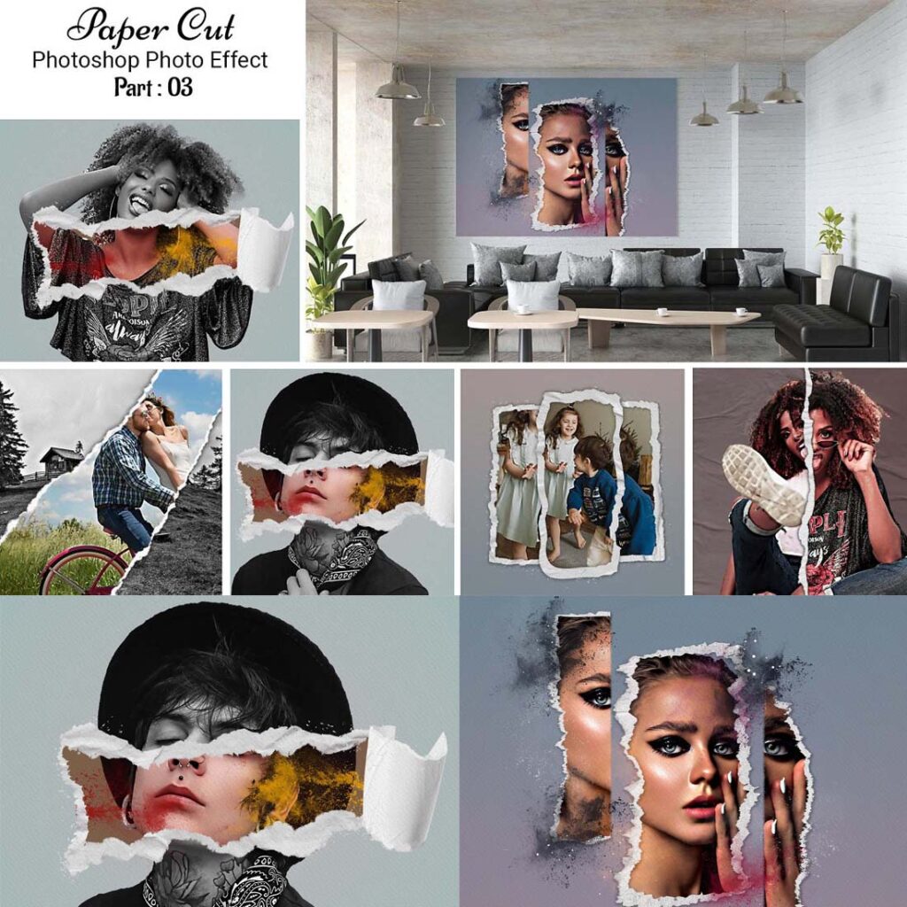 Ripped paper cut portrait effect - MasterBundles