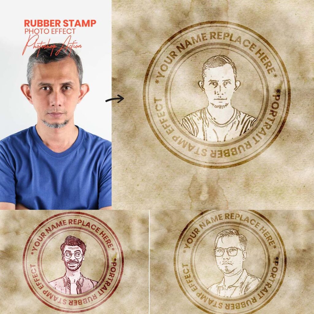 Easy Rubber Stamp Photoshop Actions - MasterBundles