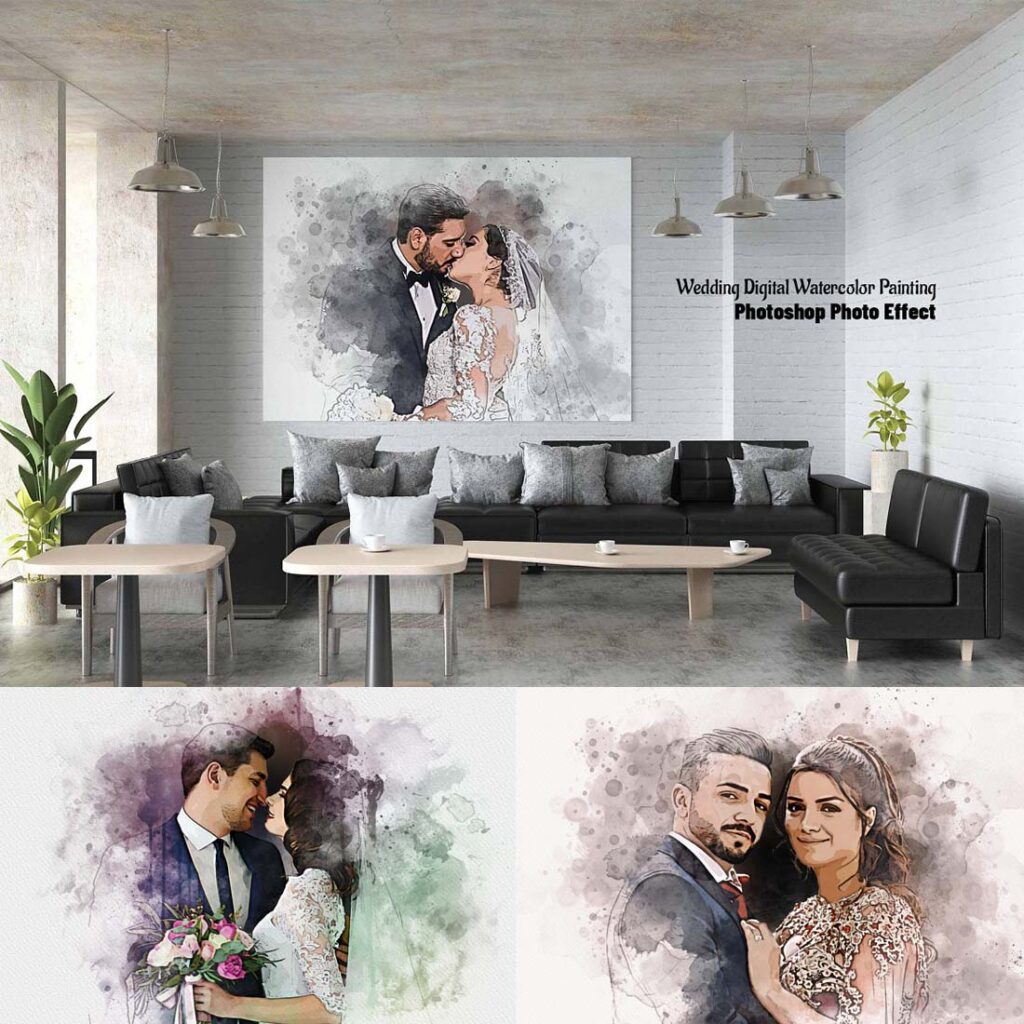 Wedding Digital Watercolor Painting - MasterBundles