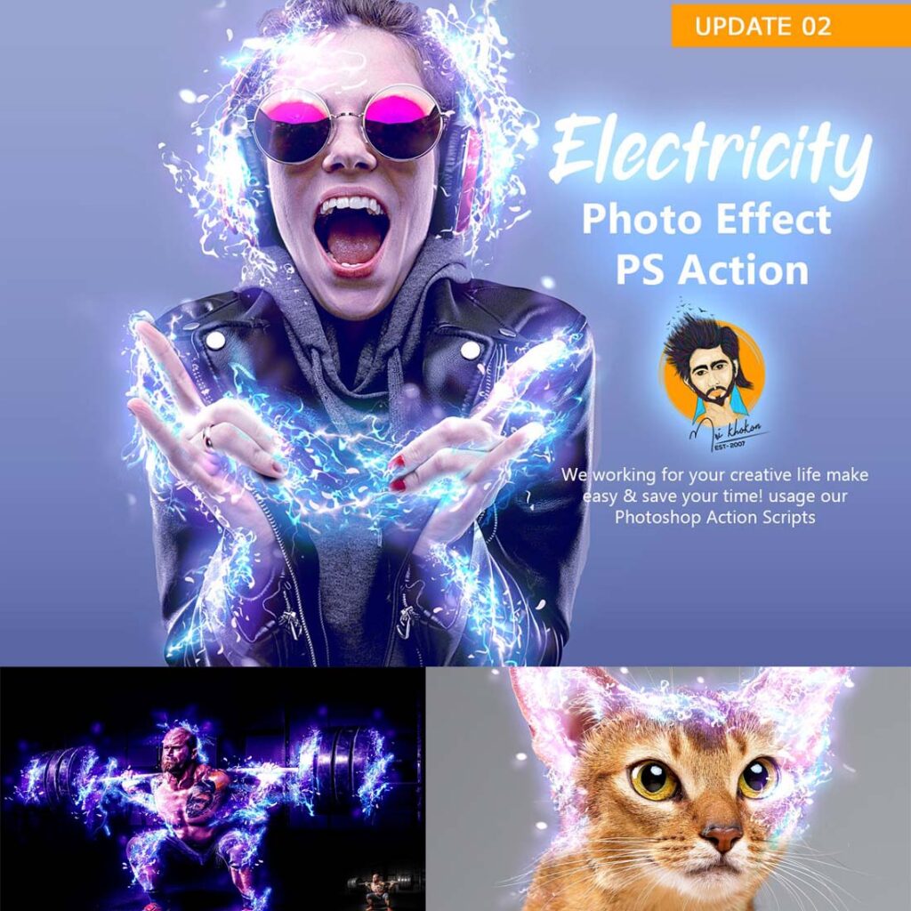 Electricity Photo Effect PS Action - MasterBundles