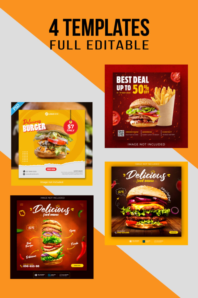 4 Modern Burgers Post Designs - MasterBundles