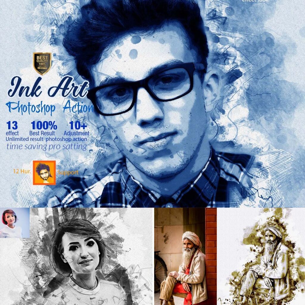 Ink Art Photoshop Action - MasterBundles