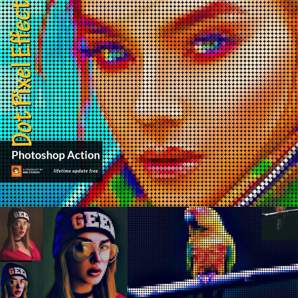 Dot Pixel Effect Photoshop Action - MasterBundles