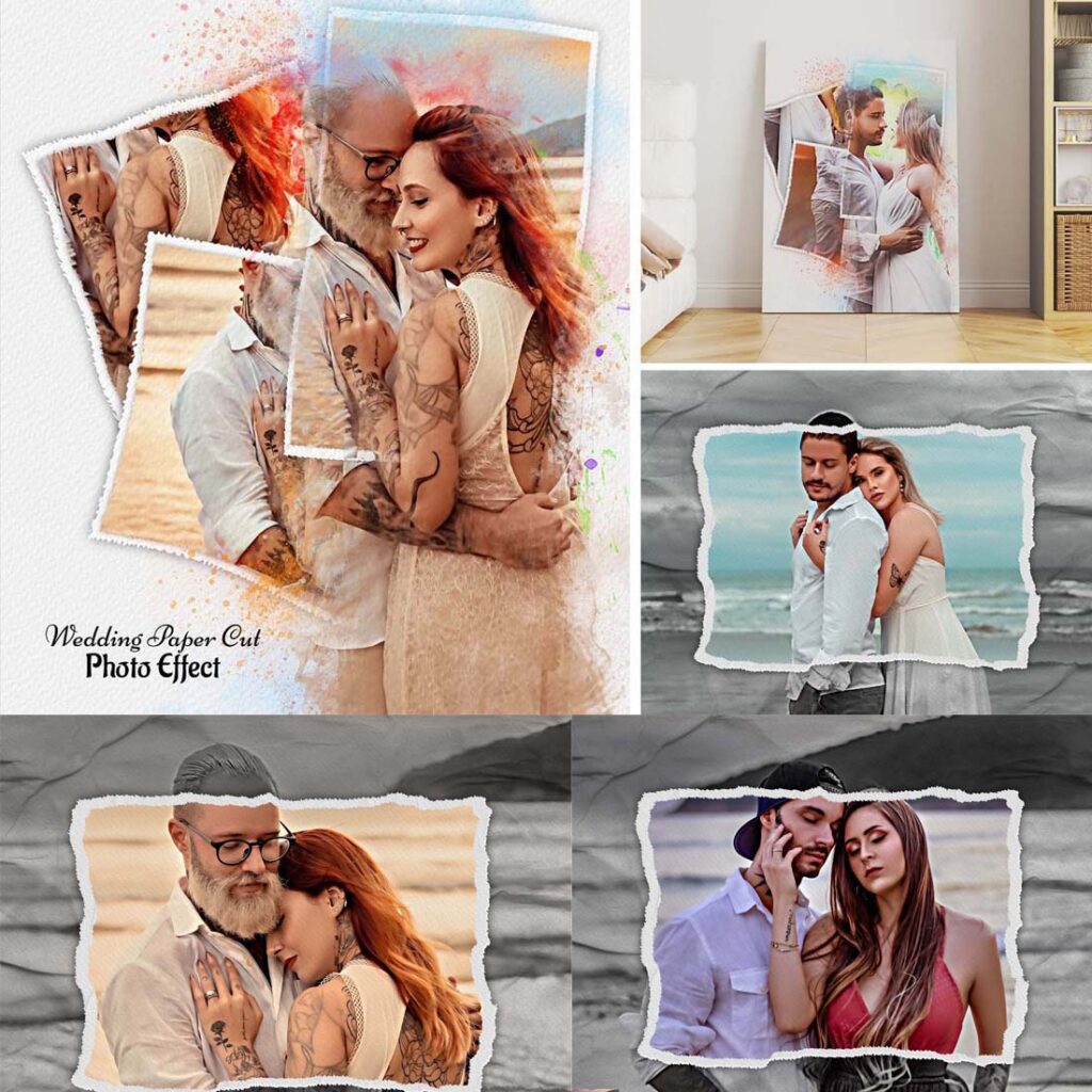 Wedding Paper Cut Photo Effect - MasterBundles