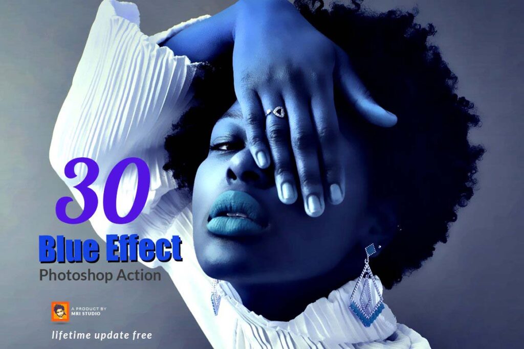 30 Blue Effect Photoshop Action - MasterBundles