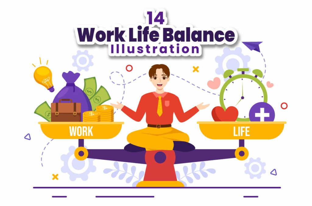 14 Work Life Balance Illustration - MasterBundles
