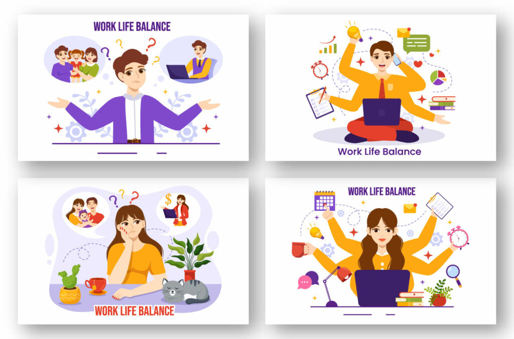 14 Work Life Balance Illustration - MasterBundles